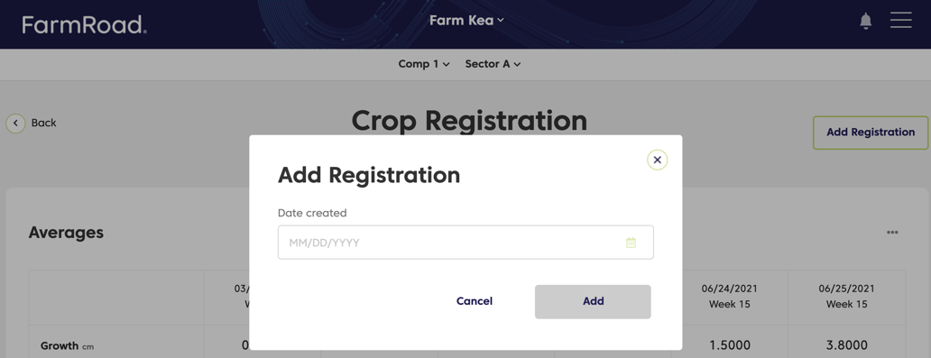 How do I add a new crop registration record?